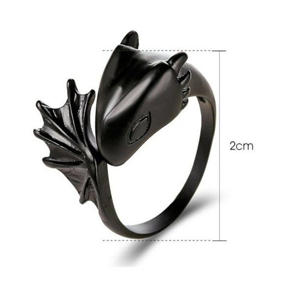 Accessories | Mens Black Gothic Flying Demon Pterodactyl Open Ring ...